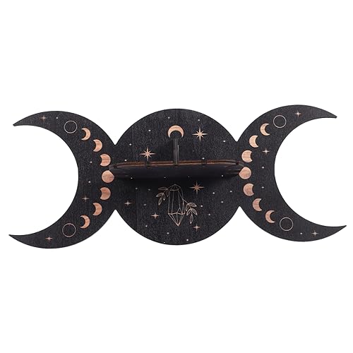 Garneck 5pcs Eid Mubarak Large Shelf Floating Shelf Jewelry Organizer Storage Moon Shelf Wall Wood Display Stand Shelve Bohemian Decor Decorative Crystal Rack Decorations Fine Wooden