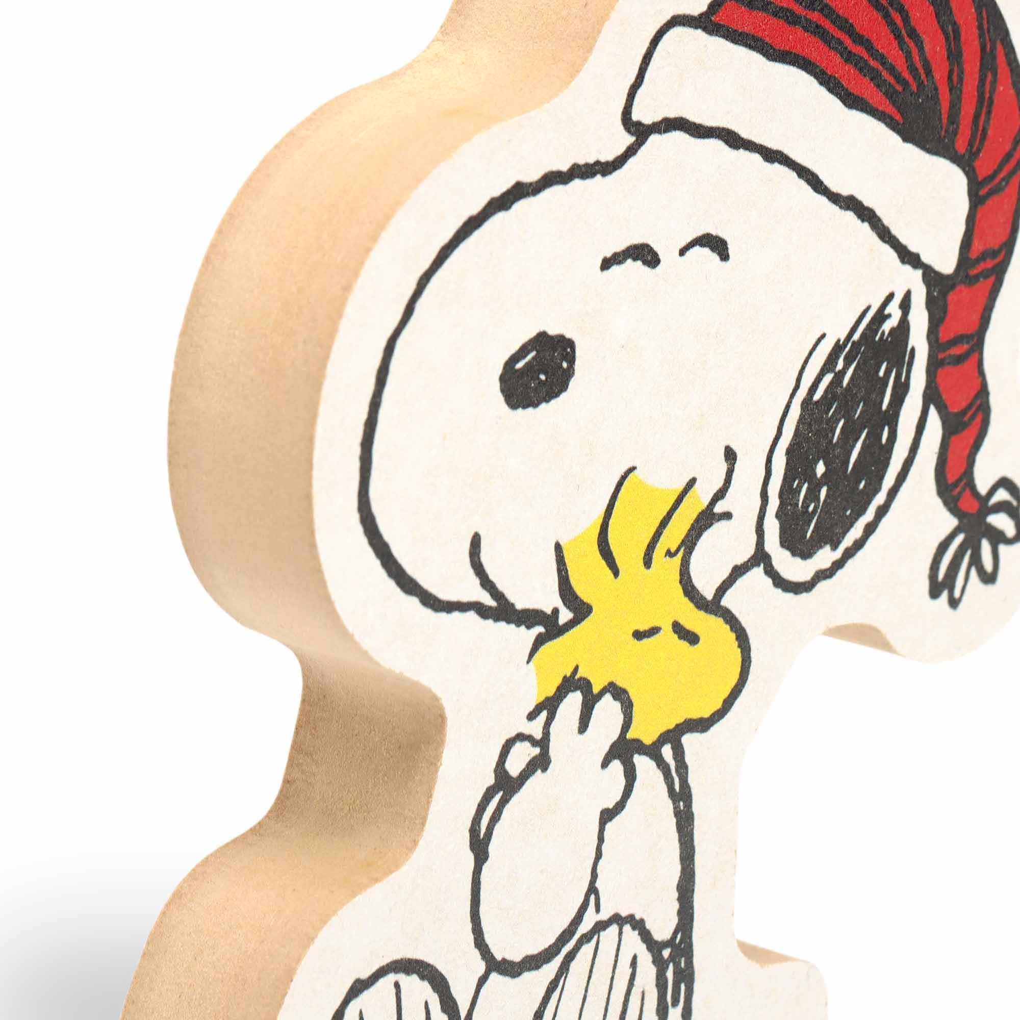 Peanuts Snoopy and Woodstock Warm Embrace Shelf Sitter Decor - Chunky Wood Block Tabletop Decoration for Home or Office