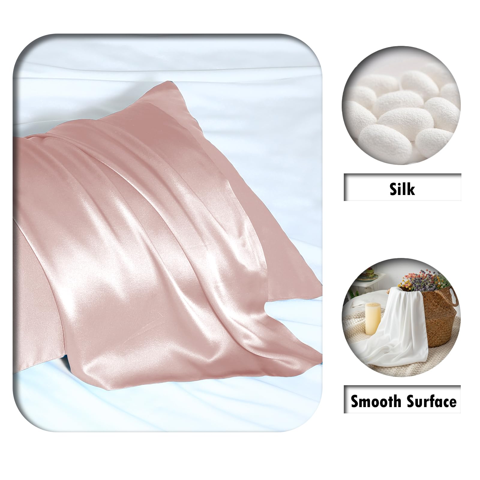 Mulberry Silk Pillow Cases Standard Size Silk Pillowcase with Zipper Soft Breathable Smooth Cooling Satin Silk Pillow Covers for Sleeping for Hair and Skin (Coral,20"X 26",1Pcs)