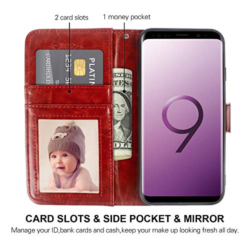 Wallet Case for Samsung Galaxy S9 Plus, PU Leather with Cash Card and Wrist Strap Christmas Deer for Cell Phone Case Fits Samsung Galaxy S9 Plus (2018) [6.2"]