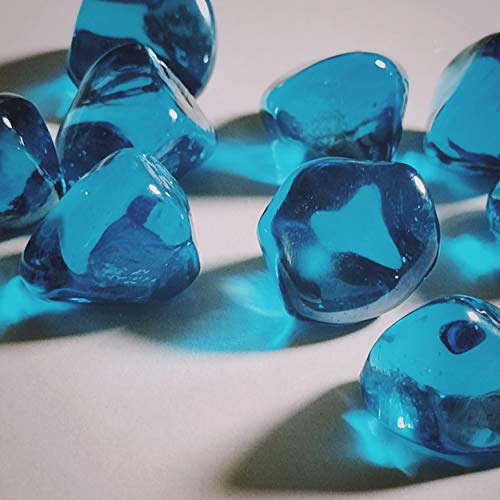 Chilli Cosmos Fire Glass Diamond 1 Inch Fire Pit Glass Rocks for Propane or Gas Fire Pit (10 Pounds Margarita Azura Blue ) Gift Package