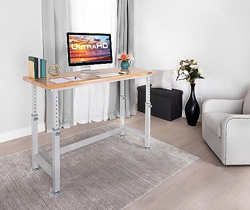 Seville Classics UltraHD Heavy Duty Workbench Table w/Solid Wood Top, 1000 lbs. Weight Capacity Workstation for Garage, Warehouse, Workshop, Granite, 60" W x 24" D x 28.5" to 42" H Desktop