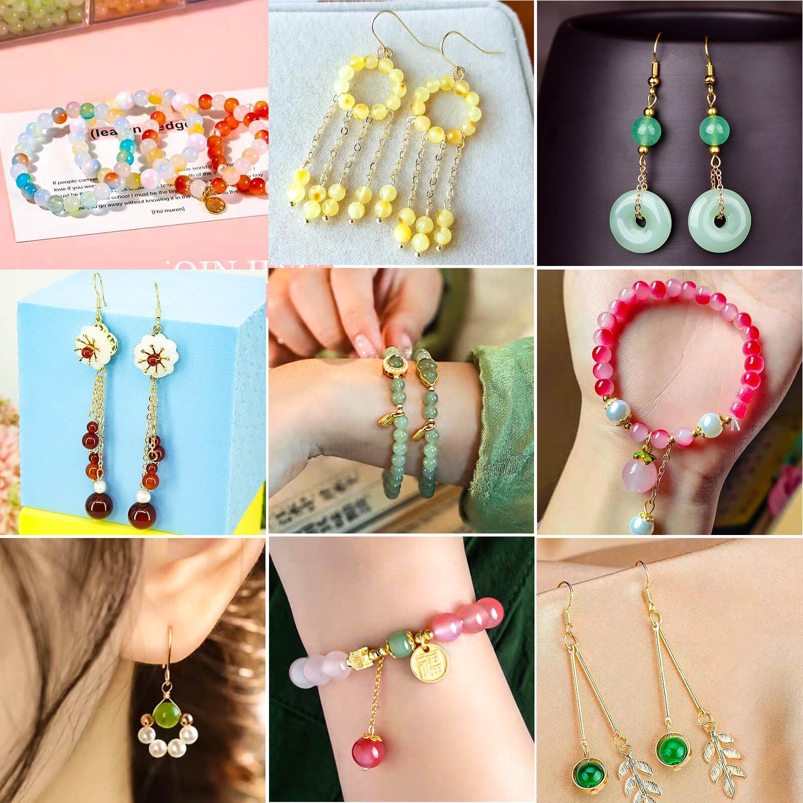 1800pcs 6MM Glass Beads for Jewelry Making, 28 Colors Crystal Bracelet Making Glass Bead Round DIY Craft Beads with Elastic Thread for Earrings Necklace Bracelet Making (6MM-28 Gradient Colors)
