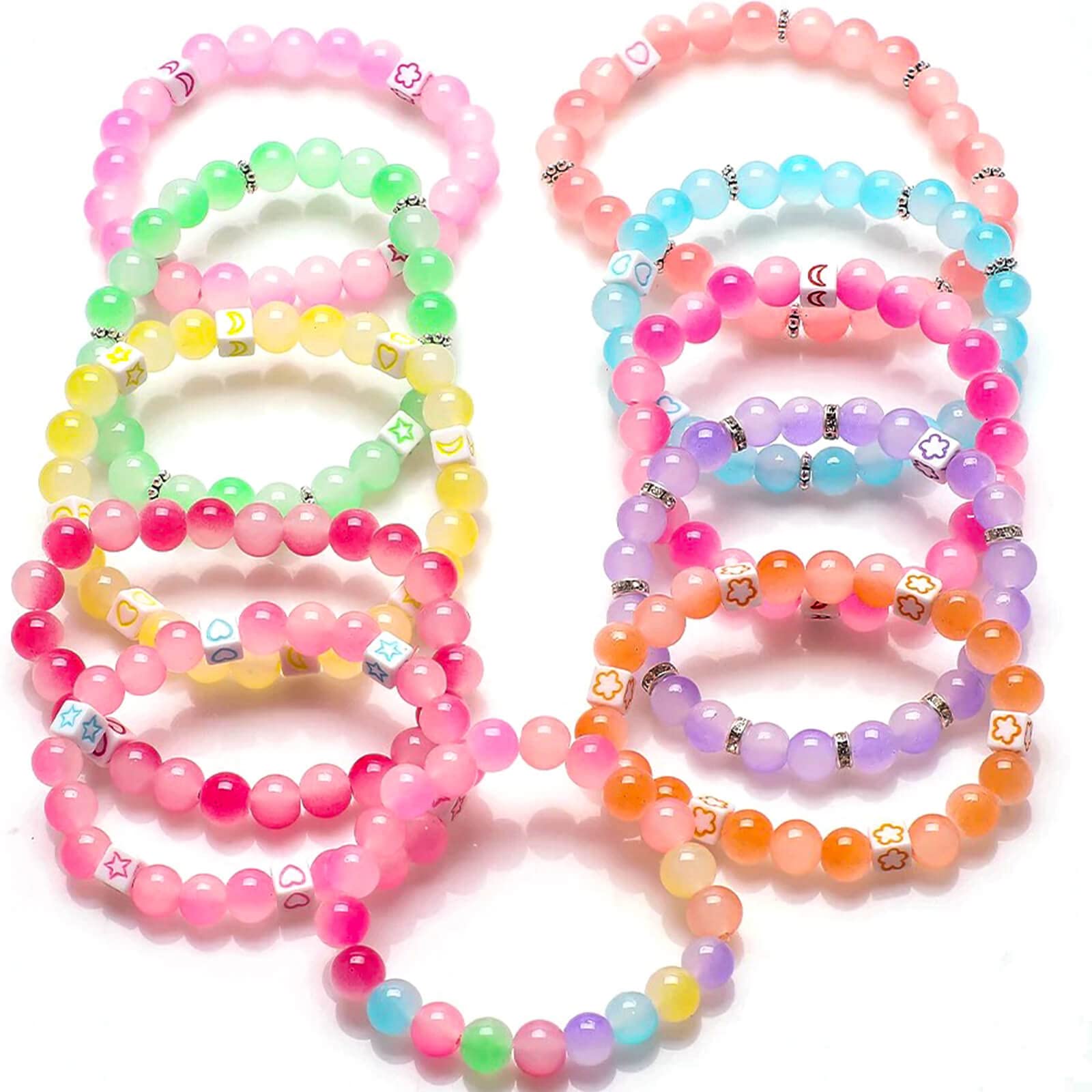 1800pcs 6MM Glass Beads for Jewelry Making, 28 Colors Crystal Bracelet Making Glass Bead Round DIY Craft Beads with Elastic Thread for Earrings Necklace Bracelet Making (6MM-28 Gradient Colors)