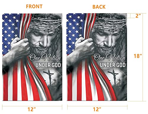 One Nation Under God Garden Flag - Christian - Jesus - USA Double Side Garden Flags House Yard Decor 12x18in