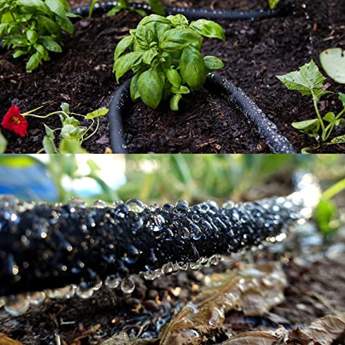 Soaker Hose 150 FT for Garden Beds,Solid Brass Connector 1/2" Round Soaker Garden Hose Kit,Heavy Duty Water Hose Great for Vegetable Beds,Lawn and Plants
