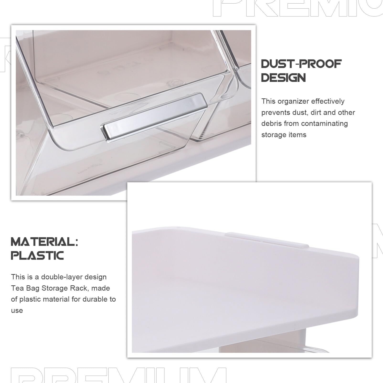 Homoyoyo Tea Storage Organiser Home Tea Bag Organizer Home Tea Bag Rack Multi-function Tea Bag Rack Tea Bag Bin Coffee Bag Sugar Bag Container Plastic Tea Box Multifunction Office White