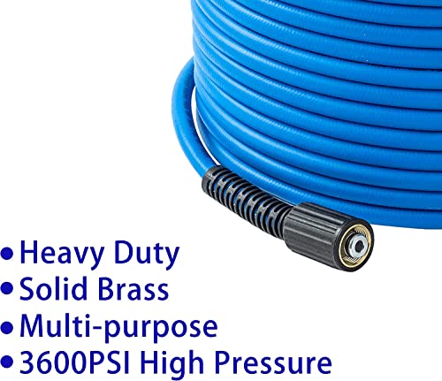 FIXFANS Pressure Washer Hose – 1/4" X 100 FT High Power Washer Extension Hose – Kink & Wear Resistant High Pressure Hose for Replacement – Compatible with M22 Fittings – 3600PSI
