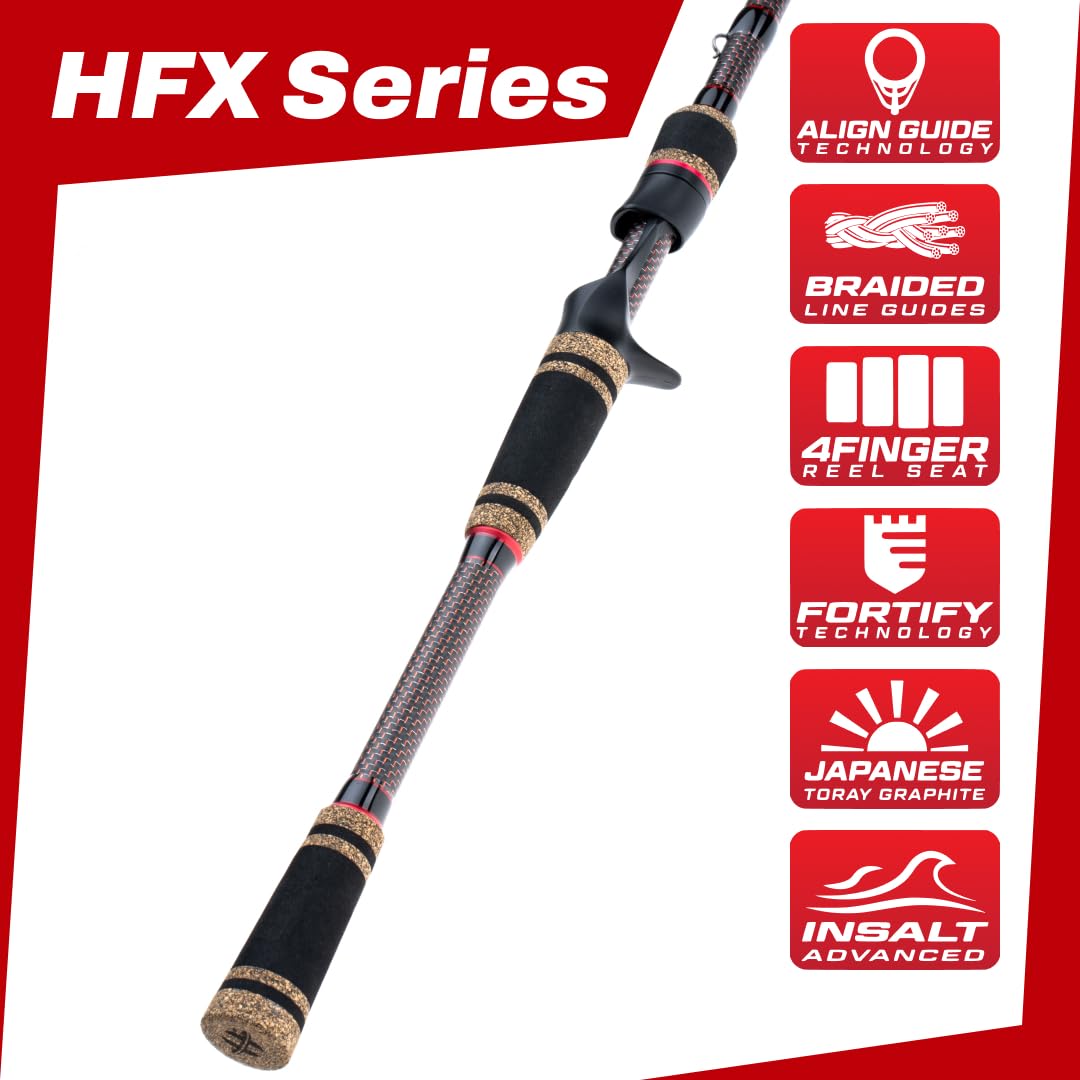 Halo Fishing HFHFX76MS HFX Series, Black/Red, Line 6-12 LB, Lure 1/4-3/8 OZ, 7'6"