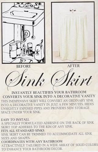 Better Home Textured Microfiber Sink Skirt, Luxurious Fabric Bathroom Vanity Cover, (White)