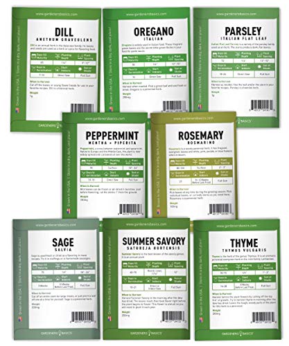 15 Herb Seeds For Planting Varieties Heirloom Non-GMO 5200+ Seeds Indoors, Hydroponics, Outdoors - Basil, Catnip, Chive, Cilantro, Oregano, Parsley, Peppermint, Rosemary and More By Gardeners Basics