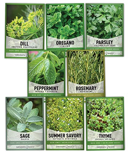 15 Herb Seeds For Planting Varieties Heirloom Non-GMO 5200+ Seeds Indoors, Hydroponics, Outdoors - Basil, Catnip, Chive, Cilantro, Oregano, Parsley, Peppermint, Rosemary and More By Gardeners Basics