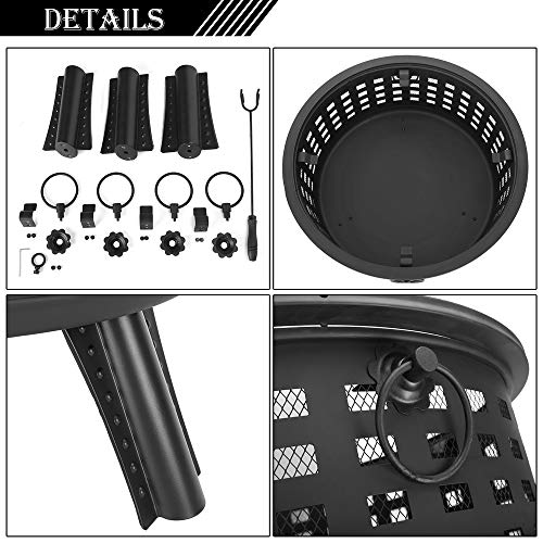 Long & Bright 26 Inch Portable Round Lattice Fire Bowl Wood Burning Fire Pit Decoration for Backyard Garden Brazier for Recreation Time