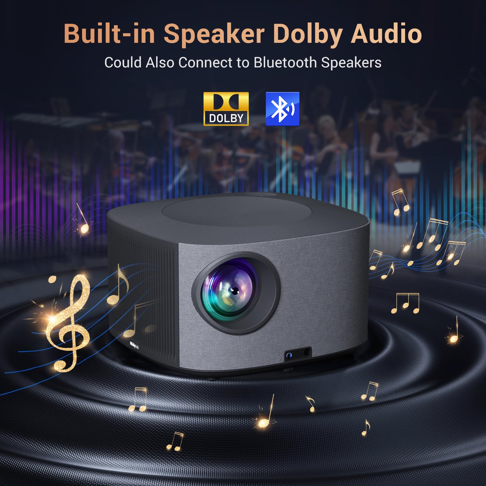 HAPPRUN 4K Projector, [Auto Focus/Keystone] Android TV Projector with WiFi and Bluetooth, Netflix/YouTube/Prime Video Officially-Licensed, Native 1080P 800ANSI Movie Projector Dolby Audio Home Theater