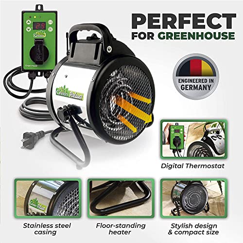 Bio Green PAL 2.0/USDT Palma Greenhouse Heater incl. Digital Thermosta, 11 x 8 x 12.5" / 280 x 195 x 315 mm