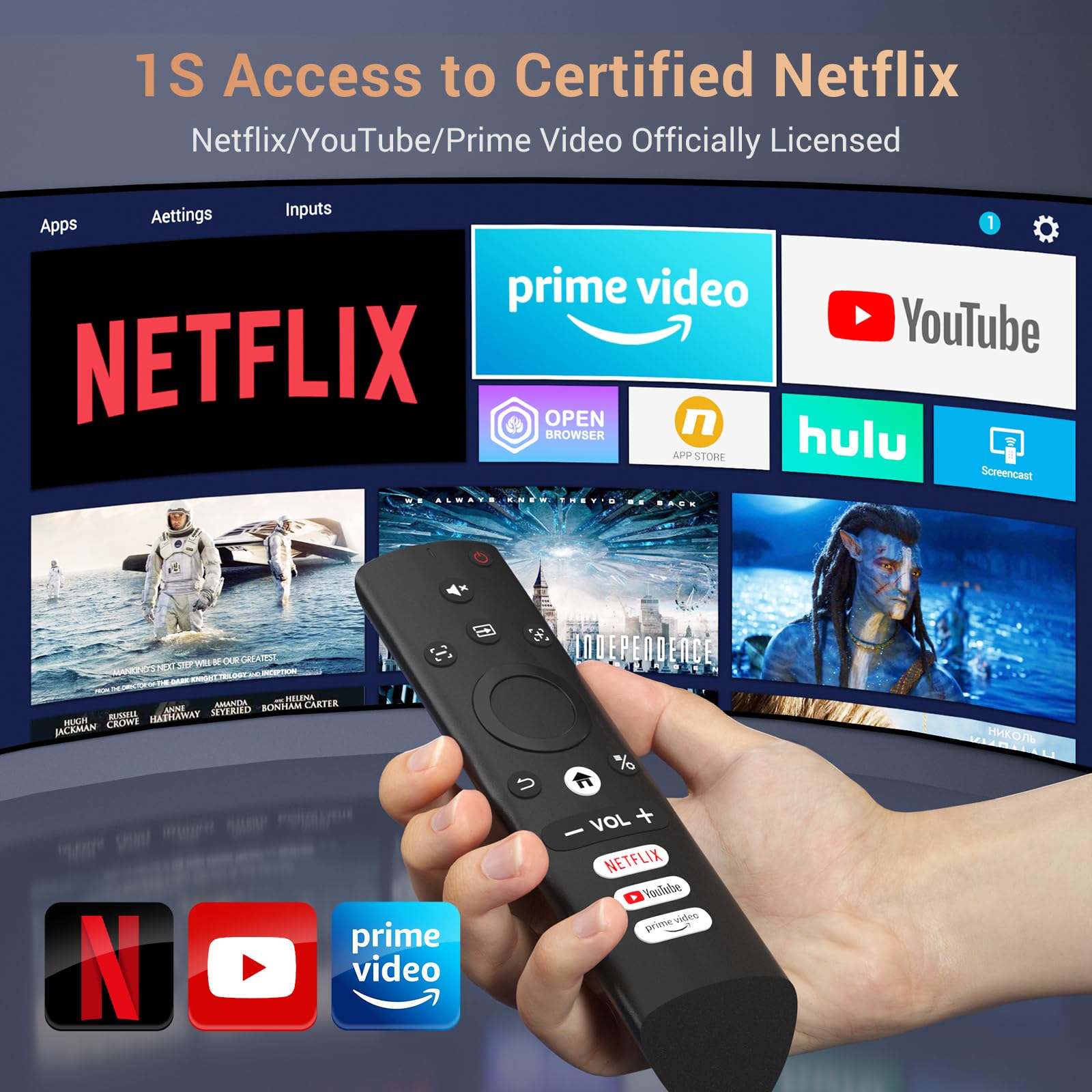HAPPRUN 4K Projector, [Auto Focus/Keystone] Android TV Projector with WiFi and Bluetooth, Netflix/YouTube/Prime Video Officially-Licensed, Native 1080P 800ANSI Movie Projector Dolby Audio Home Theater