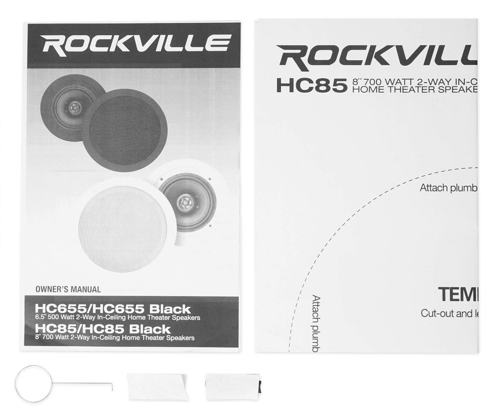 Rockville (8) HC85 Black 8" 700 Watt in-Ceiling Home Theater Speakers 8-Ohm