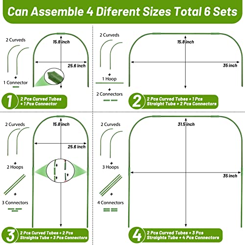 Cludoo 67pcs Garden Mesh Netting Kit,6 Sets Wide Garden Hoops with 10x20 ft Garden Covers Bird Netting& 12 Clips, Garden Protection for Raised Beds Greenhouse Vegetable Plants Flowers Animals