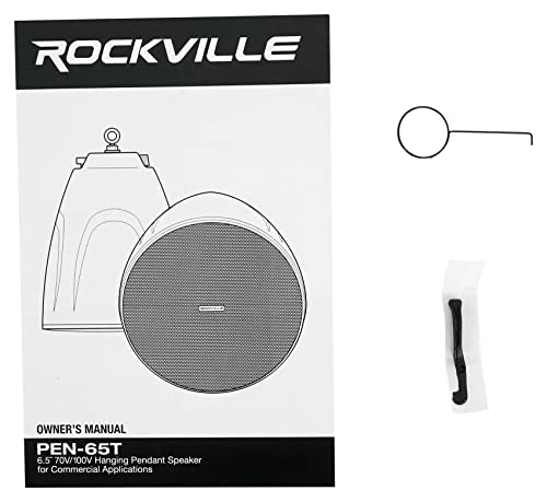 Rockville (6) PEN-65T Black 6.5" 70V Hanging Pendant Speaker Commercial/Restaurant