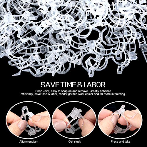 Fandamei 300 PCS Plastic Garden Plant Support Clips, Tomato Clips, Plant Ties, Trellis Clips, for Tomato Cucumber Flower Squash Vine, 1โ Inner Diameter