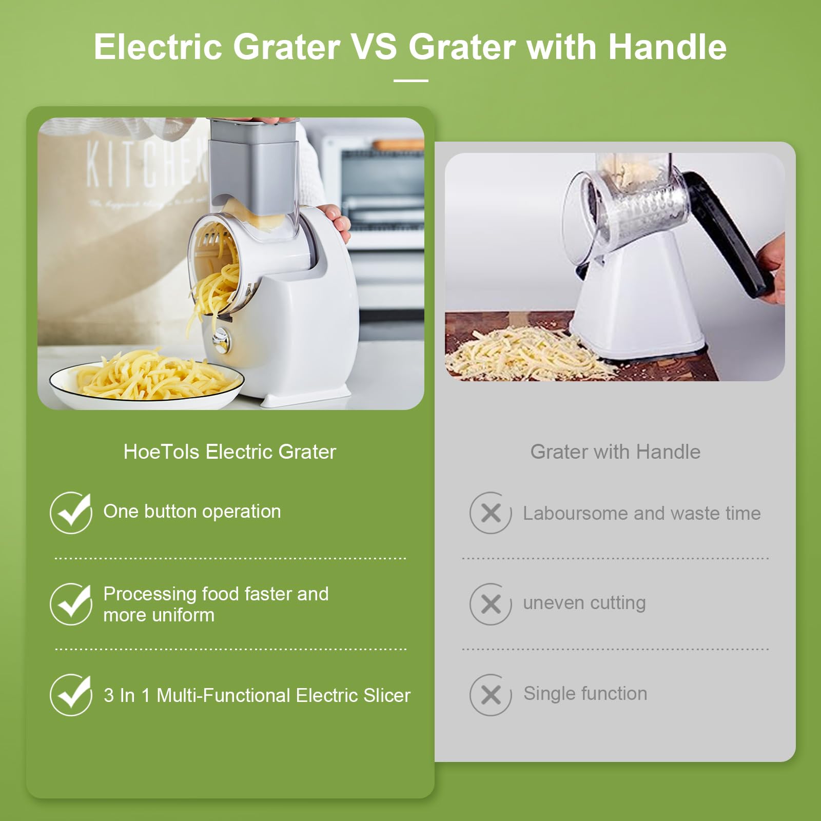 Electric Cheese Grater, Detachable Electric Salad Maker for Home Kitchen Use, Electric Cheese Grater for Block Cheese for Vegetables, Cheeses and Nuts, BPA-Free