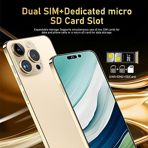 RAYPUR Unlocked Cheap Smart Phone for i15 Ultra, Android 5G Global Version Mobile Phones, 7.3Inch Incell HD Capsule Screen, Support Face Recognition,Black-1TB