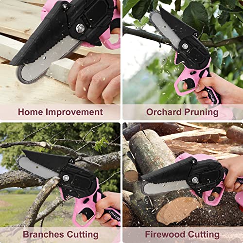 Mini Chainsaw 4 inch Battery Chain Saws Cordless Mini chain saws for Trees Battery Powered, One-Hand Operated Portable Small Chainsaw for Tree Trimming, Garden Pruning, Branch Wood Cutting