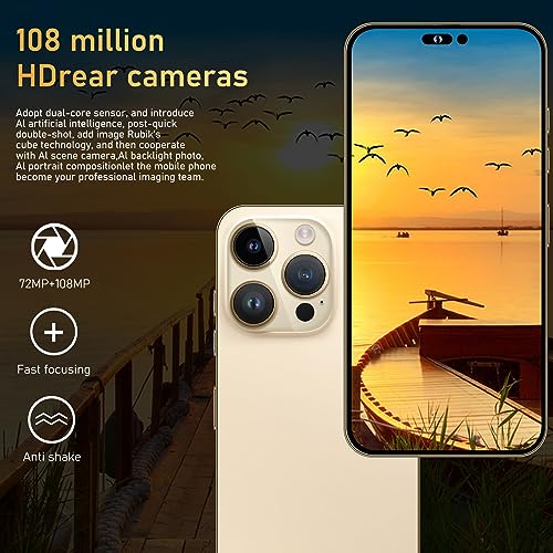 RAYPUR Unlocked Cheap Smart Phone for i15 Ultra, Android 5G Global Version Mobile Phones, 7.3Inch Incell HD Capsule Screen, Support Face Recognition,Black-1TB