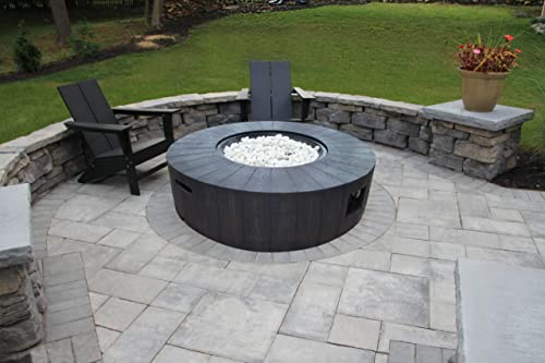 Propane Fire Pit for Outside Patio - Outdoor Gas Fire Pit Table - 42 inch Round Base Patio Heater, 50,000 BTU Steel Fire Table with Lid and Lava Rock, Backyard Garden Propane Fire Pits for Outside