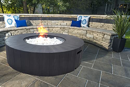 Propane Fire Pit for Outside Patio - Outdoor Gas Fire Pit Table - 42 inch Round Base Patio Heater, 50,000 BTU Steel Fire Table with Lid and Lava Rock, Backyard Garden Propane Fire Pits for Outside