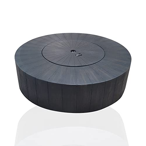 Propane Fire Pit for Outside Patio - Outdoor Gas Fire Pit Table - 42 inch Round Base Patio Heater, 50,000 BTU Steel Fire Table with Lid and Lava Rock, Backyard Garden Propane Fire Pits for Outside