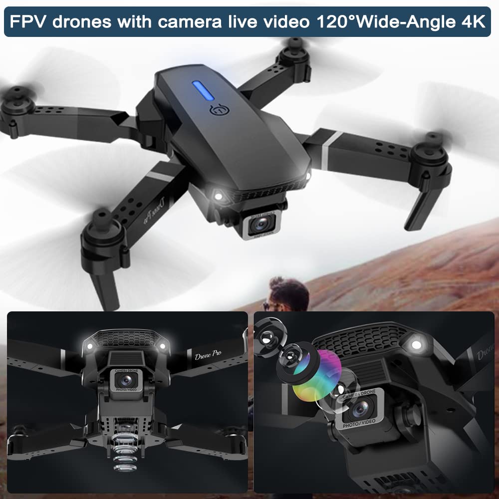 THOAML 2023 Foldable Drone with 4K Dual Camera for Adults, RC Quadcopter WiFi FPV Live Video, Altitude Hold, Headless Mode 2
