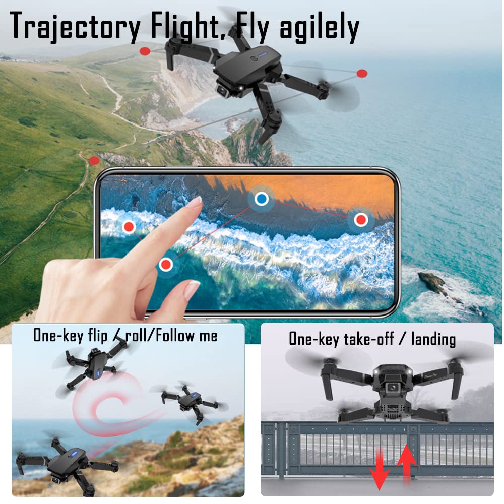 THOAML 2023 Foldable Drone with 4K Dual Camera for Adults, RC Quadcopter WiFi FPV Live Video, Altitude Hold, Headless Mode 2