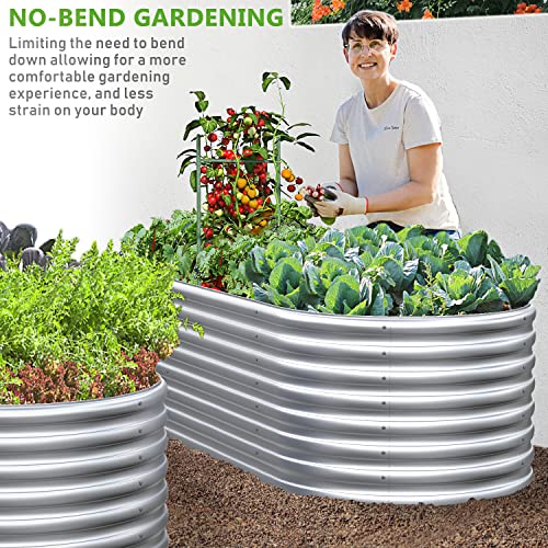 FRIZIONE 8x3x2FT Galvanized Metal Raised Garden Bed for Vegetables, Outdoor Garden Raised Planter Box, Backyard Patio Planter Raised Beds for Flowers, Herbs, Fruits