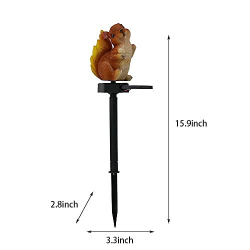 Juliahestia Squirrel Garden Decor Solar Lights Outdoor Stakes Decorative Statue Patio Yard Lawn Porch Housewarming Cute Animal Figurines Ornaments Pathway Resin Waterproof