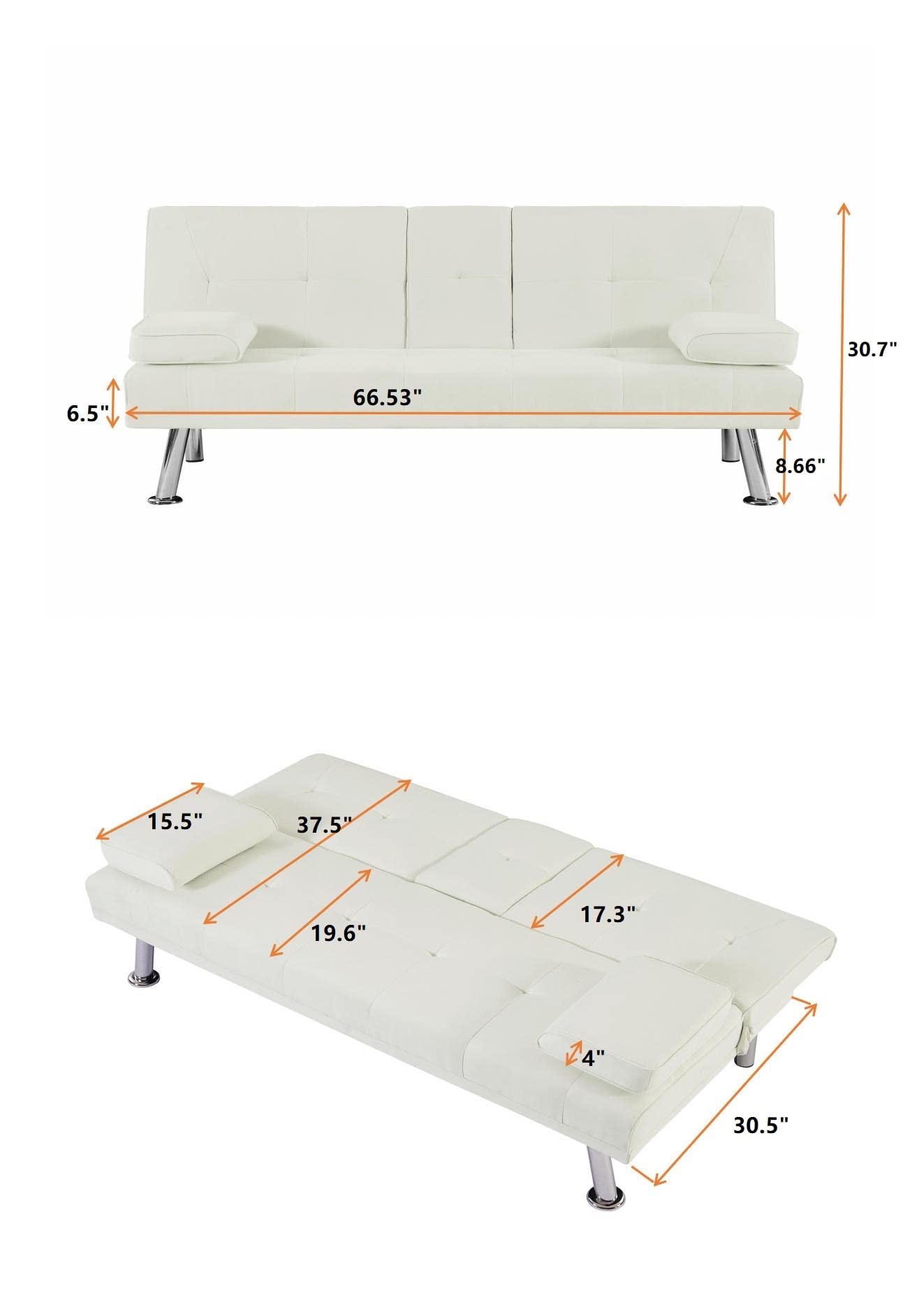 Eafurn Upholstered Futon Sofa Bed with Mattress and Frame, Convertible Loveseat Lounge Couch Daybed,Folding Love Seat w/Adjustable Backrest,Small Tufted Sofa & Couches for for Overnight Guest
