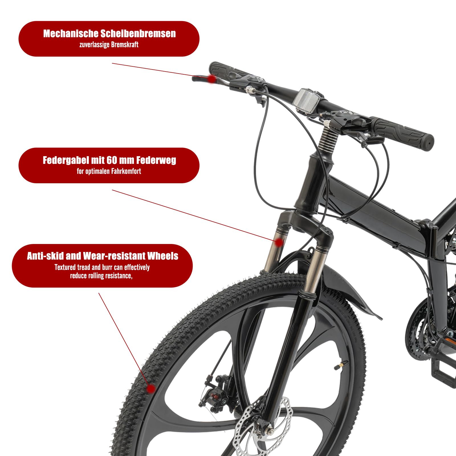 TBVECHI Folding Bike, 21 Speed 26 Inch Folding Mountain Bikes for Women and Men with Double Disc Brakes, High-Carbon Steel Frame, Adjustable Height, Load Capacity 330.69lbs