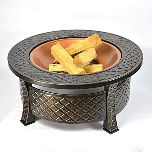 LEAYAN Garden Fire Pit Portable Grill Barbecue Rack 32'' Outdoor Fire Pit Metal Square Firepit Patio Stove Wood Burning BBQ Grill Fire Pit Bowl with Spark Screen Cover, Log Grate for Camping
