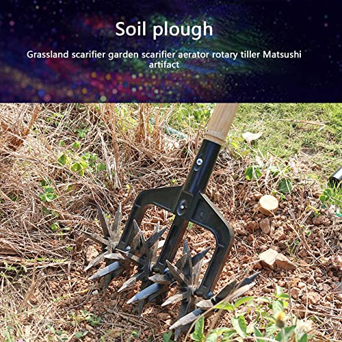 Kakasi Grass Loose Soil waresGardening Rotary Tiller,Manual Cultivator,Hand-Held Garden Cultivator with Detachable Tines, Reseeding Grass Or Terra Mixing(Without Pole) Tooling Tools