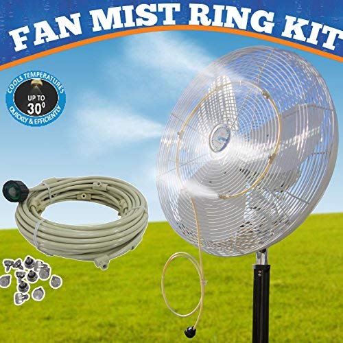 mistcooling - Fan Mist Kit - Made in USA tubing - Low Pressure Misting Ring - DIY Fan Mist Ring with Brass/Stainless Steel Nozzles (2 Nozzle System)