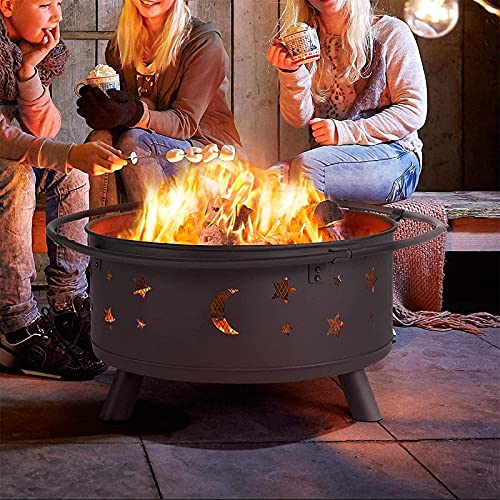 LEAYAN Garden Fire Pit Grill Bowl Grill Barbecue Rack Fire Pit Outdoor Wood Burning Pits for Outdoor Backyard Patio Bonfire Campfire Grill Grate Mesh Spark Screen Poker Waterproof Cover Included