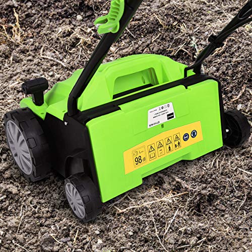 Goplus 2-in-1 Lawn Mowers 13-Inch Lawn Dethatcher 12 Amp, 3 Level Depth Adjustable Weeder w/ 40L Collection Bag & 2 Removable Blades, Corded Electric Scarifier for Garden & Yard