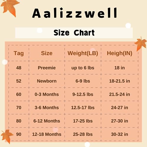 Aalizzwell 3-6 Months Baby Girls Thanksgiving Clothes Premature Long Sleeve Zip Up Romper One Piece Turkey Fall Autumn