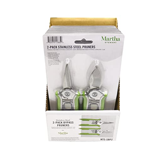 MARTHA STEWART MTS-SBP2 Flat Nose Bypass + Needle Pruner, 2-Pack