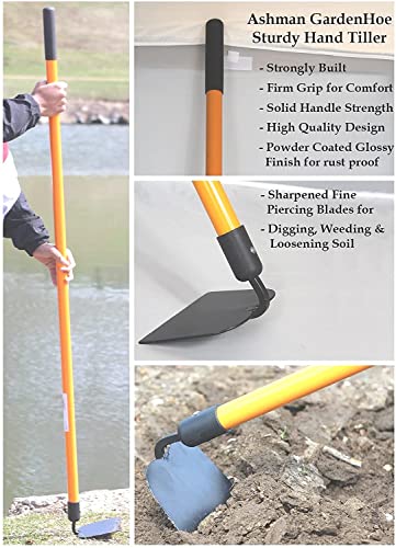 Ashman Garden Hoe (6 Pack)– Sturdy Hand Tiller – Heavy Duty Blade for Digging, Loosening Soil, and Weeding – Rubber Grip Handle for a Strong Hold – Rust Resistant Build.