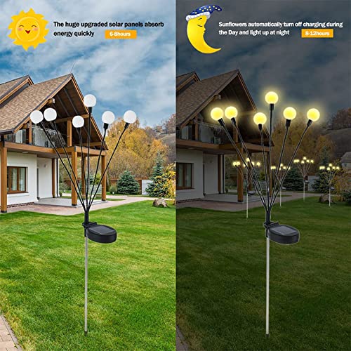 colcutee 2 Pack Solar Garden Lights, Solar Outdoor Swaying Lights Ip65 Waterproof, 2 Lighting Modes Firefly Decorative Lights, for Landscaped Garden Access Patios (Warm White)