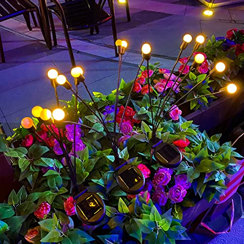 colcutee 2 Pack Solar Garden Lights, Solar Outdoor Swaying Lights Ip65 Waterproof, 2 Lighting Modes Firefly Decorative Lights, for Landscaped Garden Access Patios (Warm White)