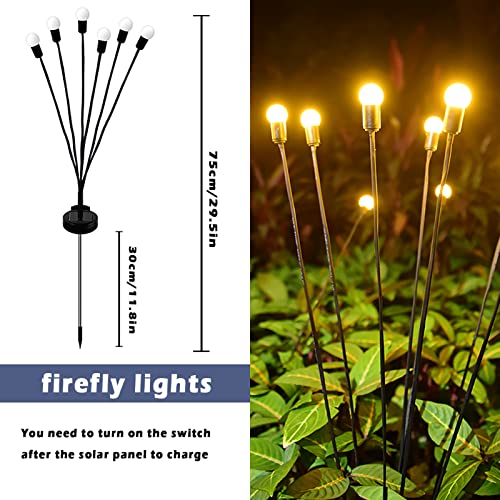 colcutee 2 Pack Solar Garden Lights, Solar Outdoor Swaying Lights Ip65 Waterproof, 2 Lighting Modes Firefly Decorative Lights, for Landscaped Garden Access Patios (Warm White)