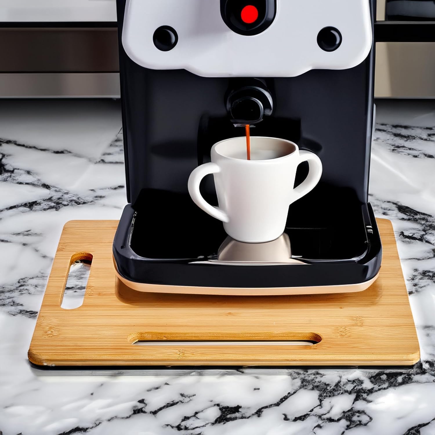 Appliances Slider Mat for Countertop & Under Cabinet,100% Bamboo Sliding Tray for Coffee Pot/Coffeemaker/Ice Maker/Air Fryer/Kitchen Aid Mixer etc,Simple Functional & 360° Easy Moving 16" X 13"in