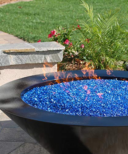 NUPICK 20 Pound Fire Glass, 1/2 Inch Reflective Fire Glass, Fit with Fire Pit Glass and Fireplace Glass, Blue